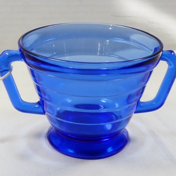 Hazel-Atlas | Dining | Vintage Hazel Atlas Blue Glass Double Handled ...
